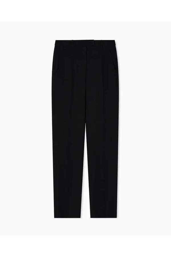 Emporio Armani Waffle Weave Technical Fabric Trousers - Black