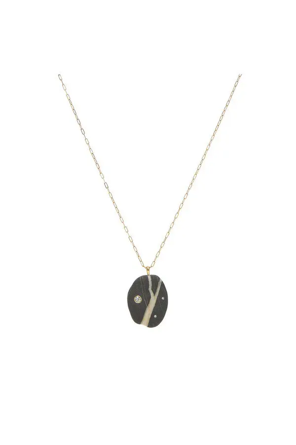 CVC STONES 18k Diamond, And Beach Pebble Necklace