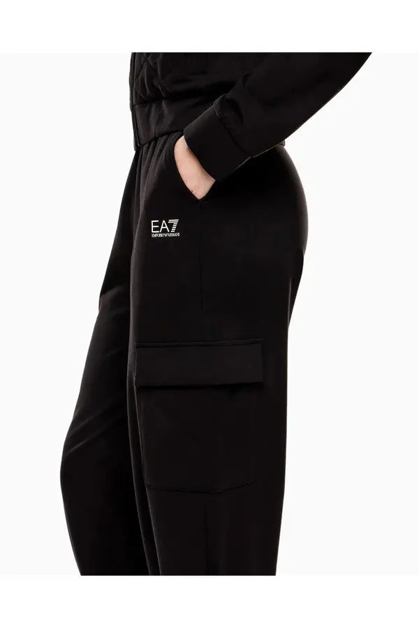 Emporio Armani Stretch Cotton Tracksuit With Cargo Trousers - Black