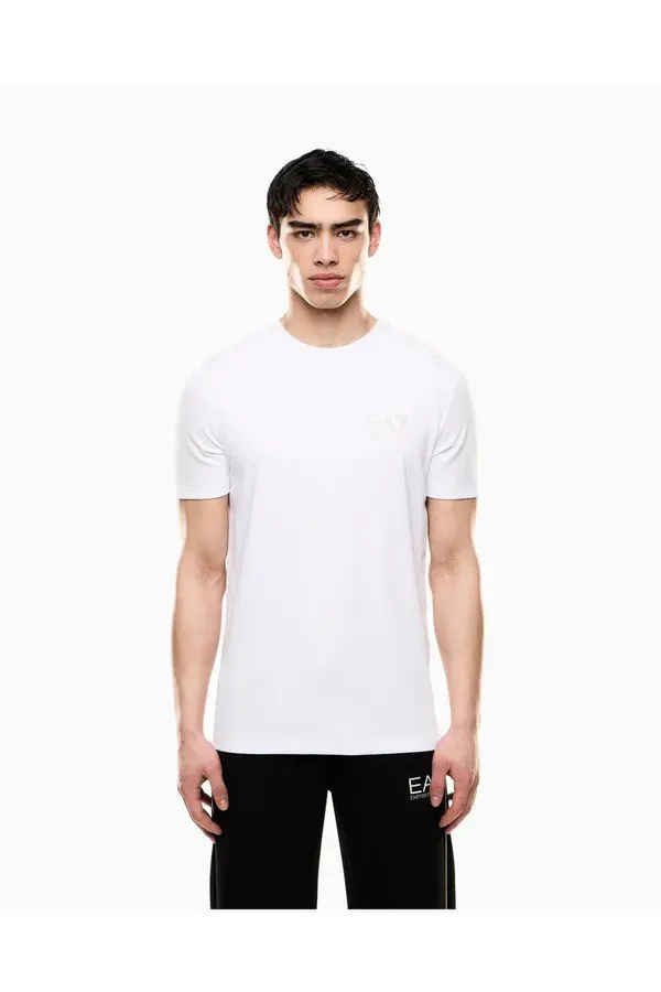 Emporio Armani Gold Label Short-sleeved T-shirt In A Viscose Blend - White