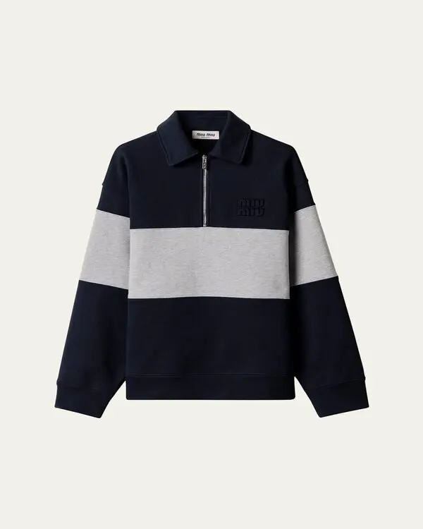 Miu Miu Stripe Quarter-zip Felpa Polo Shirt