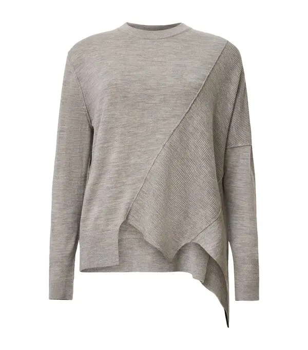 All Saints Wool Isla Asymmetric Sweater - Grey