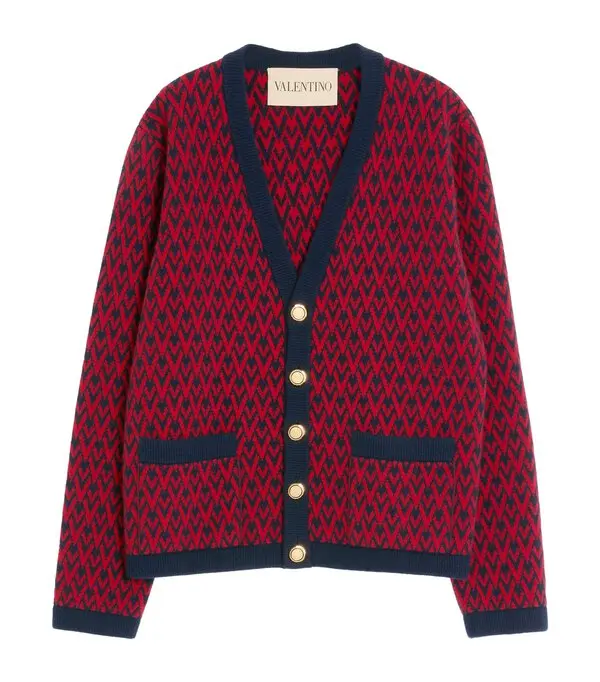 Valentino Garavani Wool Toute La V Cardigan - Red