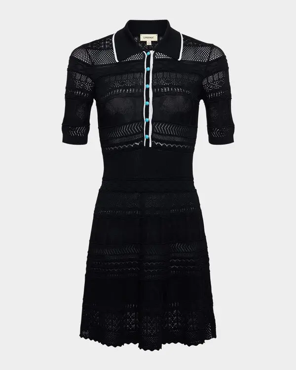 L'Agence Dakoa Collared Flare Mini Dress - Blackwhite