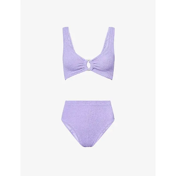 Hunza G Nadine Pearly-hoop Crinkle Bikini Set - Lilac