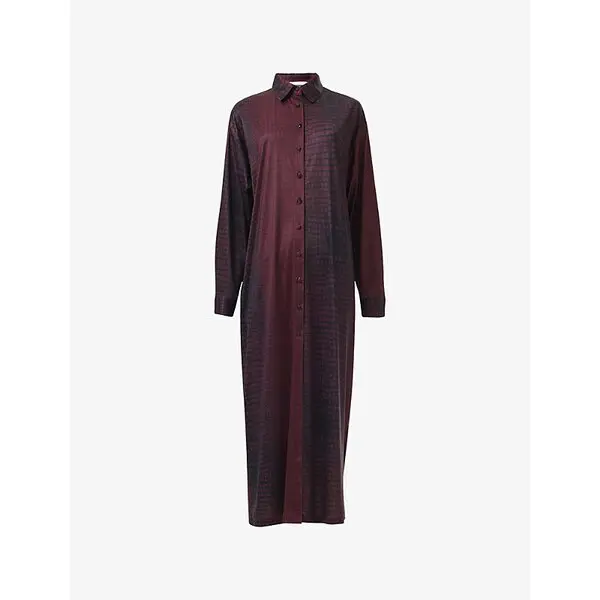 LEEM Abstract-print Relaxed-fit Maxi Shirt