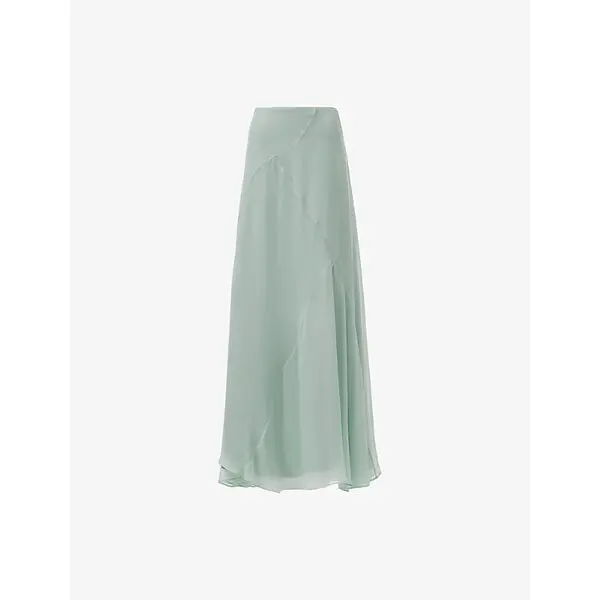 LEEM High-waist Asymmetric-panel Midi Skirt