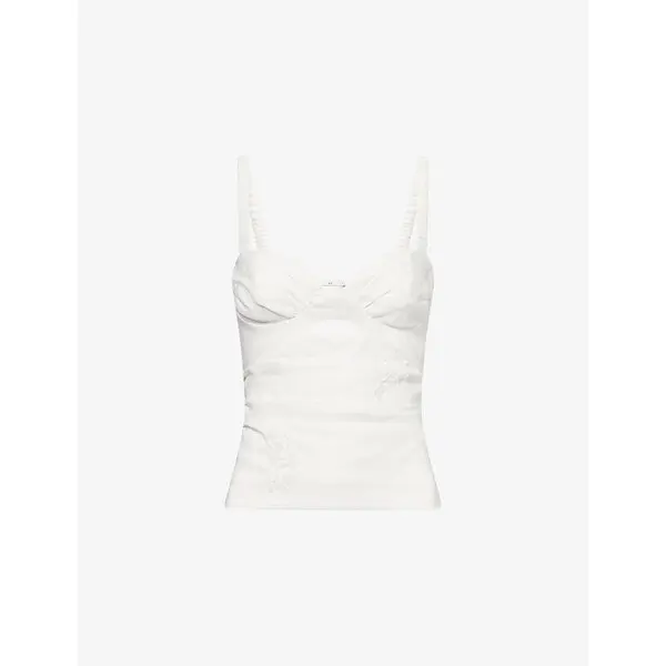 Sir The Label Alessandra Embroidered Linen Top - Ivory