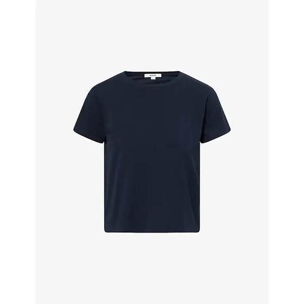 AGOLDE Adine Short-sleeved Cotton-jersey T-shirt - Storm (dk Navy)