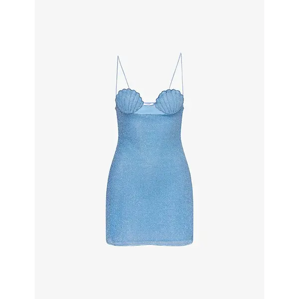 Oseree Lumière Seashell-cup Woven Mini Dress
