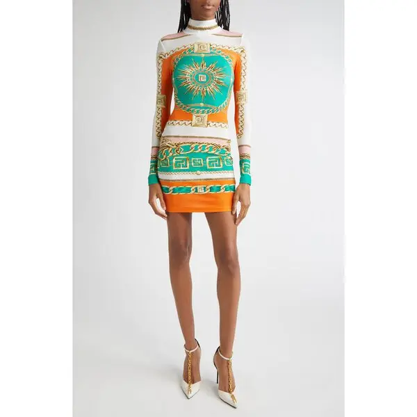 Balmain Foulard Print Body-con Mini Dress