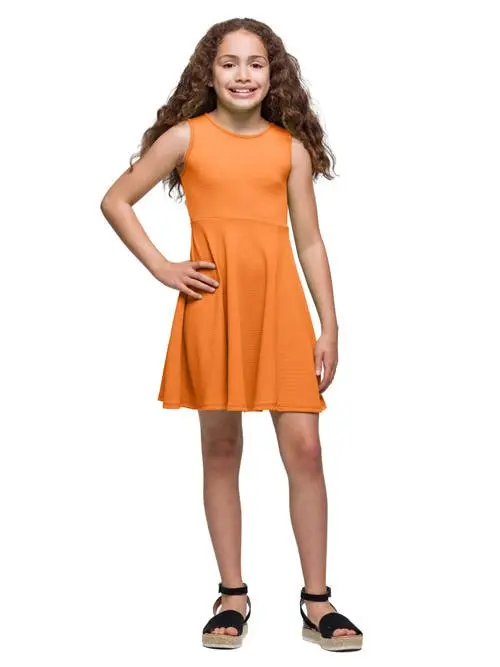 24SEVENKID Sleeveless Fit And Flare Dress - Orange