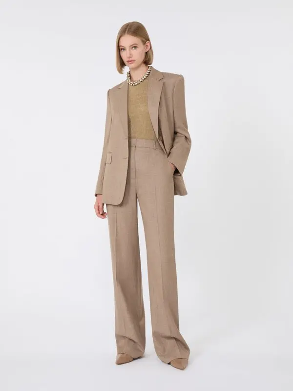 Max Mara Batavia Wool-blend Straight Leg Trousers - Hazelnut Brown