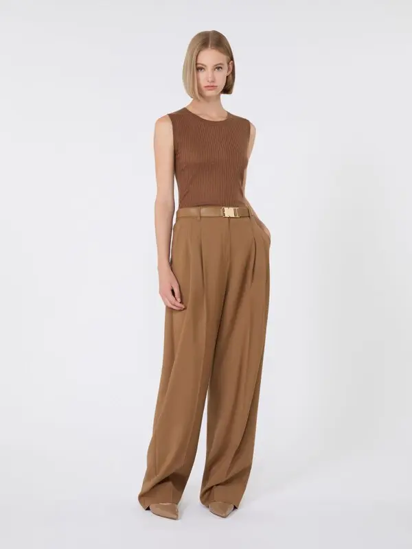 Max Mara Silk And Wool Sleeveless Top - Beige