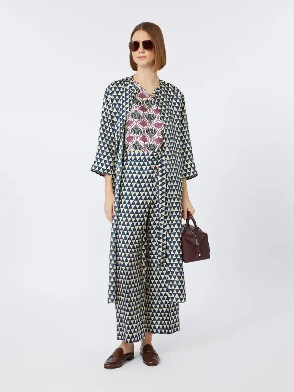 Max Mara Printed Silk Twill Kaftan - Ultramarine