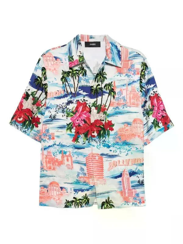 Amiri Tropical-print Short-sleeve Shirt - White