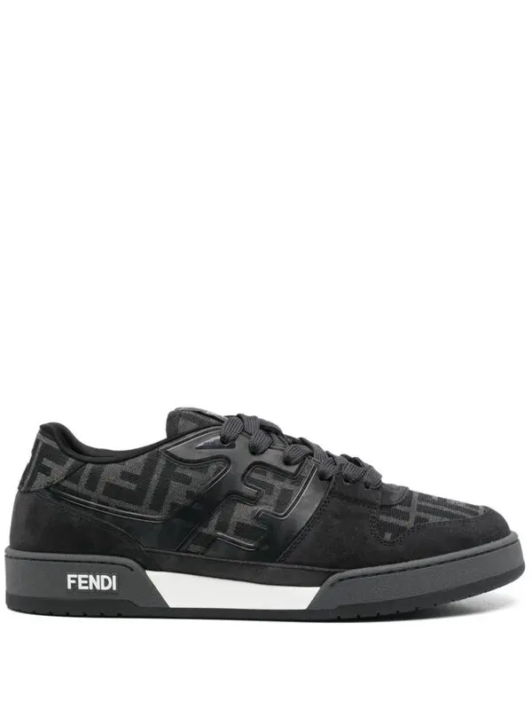 Fendi Ff Jacquard And Suede Sneakers - Grey