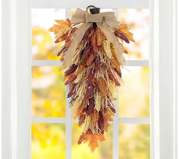 GLITZHOME 28'h Fall Harvest Multi-colored Sorgh Um Swag