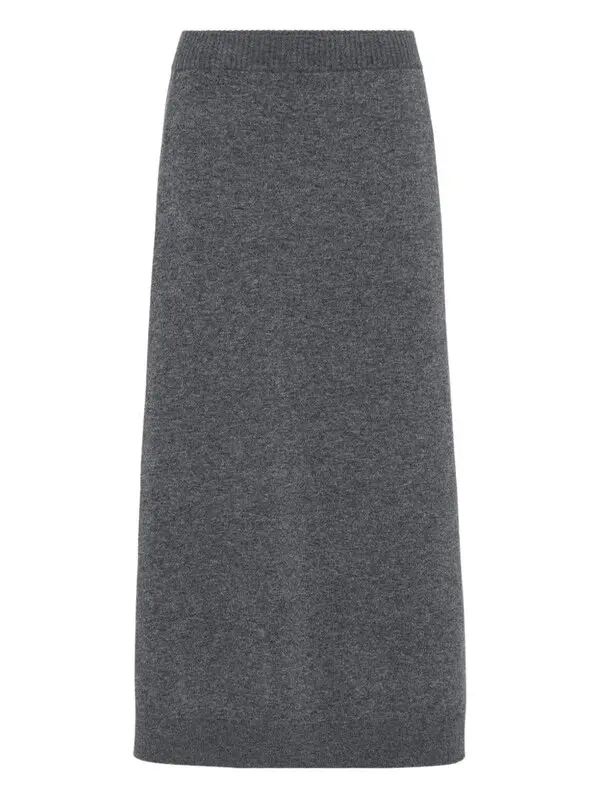 Brunello Cucinelli Cashmere Midi Skirt - Grey