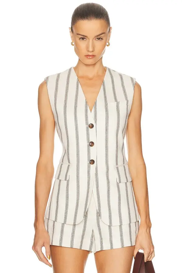A.L.C. Noa Linen-blend Vest - Cream Stripe