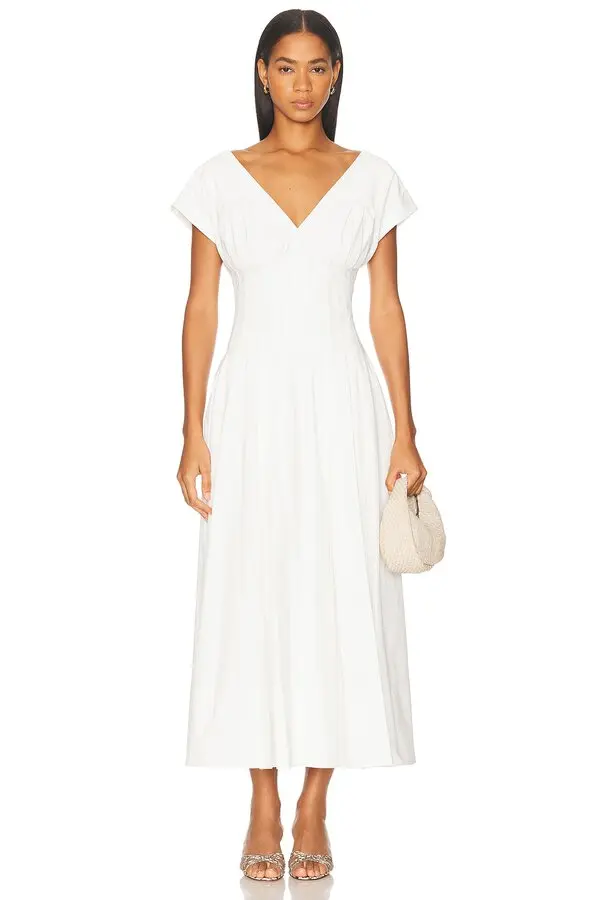 Simkhai Nina Pleated Midi Dress - White