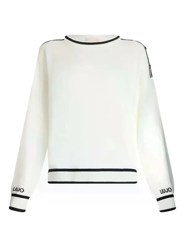 Liu Jo Jacquard Logo Sweater - White
