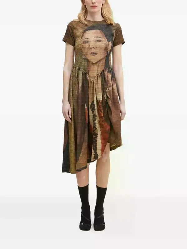 Andersson Bell Portrait-print Gathered Dress
