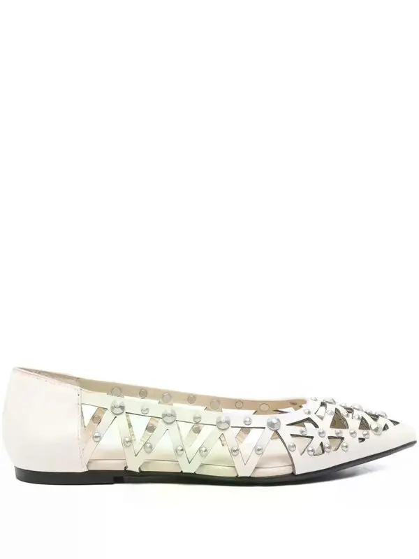 Ash Pointed-toe Studded Flat Pumps