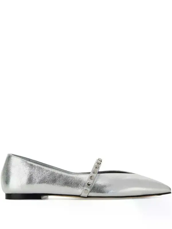 Alexander McQueen Leather Studded Ballerina Shoes - Silver