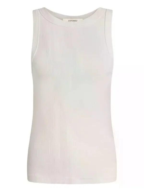 12 STOREEZ Ribbed Tank Top - White