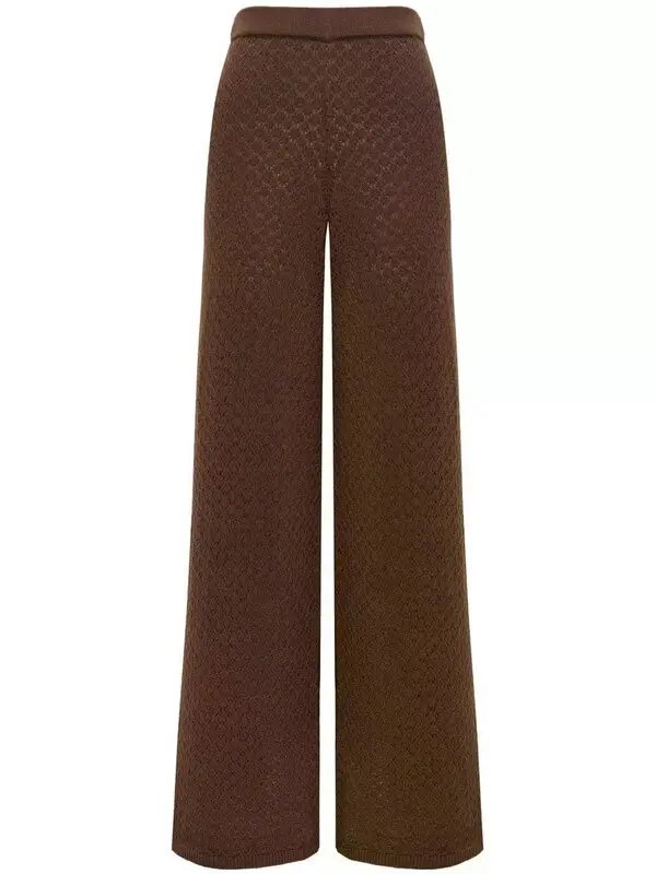 12 STOREEZ Pointelle-knit Wide-leg Trousers