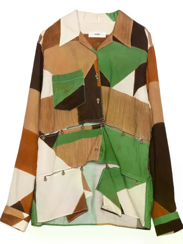 MULLER OF YOSHIOKUBO Geometric-print Button-front Shirt
