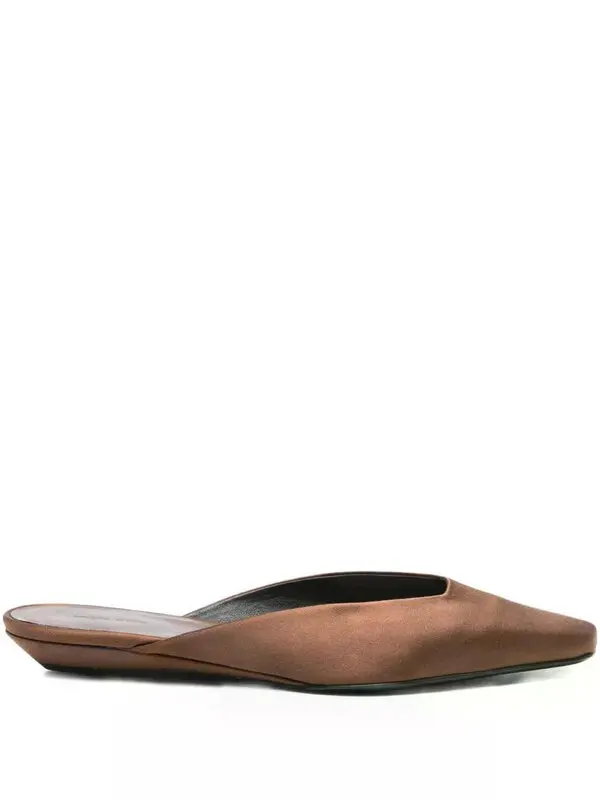LOULOU Liz Satin Pointed-toe Mules