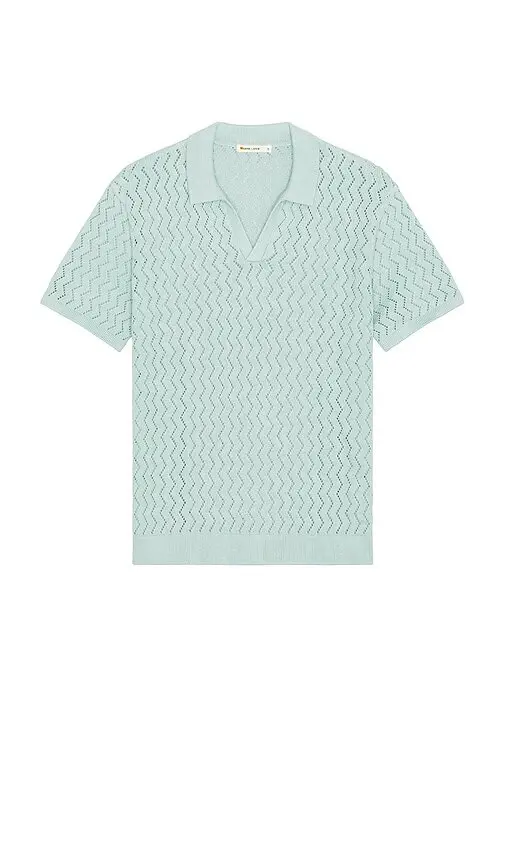Marine Layer Archive Cyrus Sweater Polo In Teal - Cloud Blue