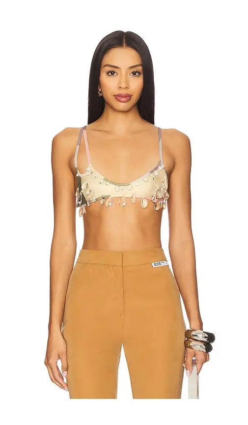 Gcds Rainbow Lame' Sita Drops Bra In Green