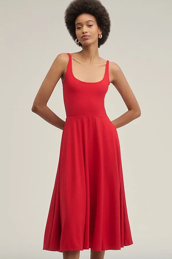 Reformation Rou Sleeveless Knit Midi Dress In Red 38% Off