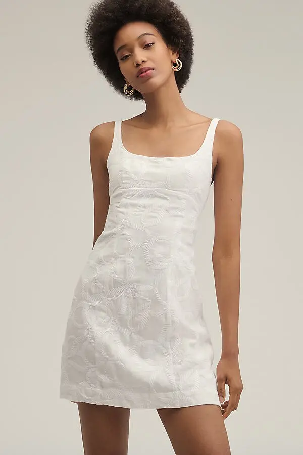 LOVAAN Camilla Square-neck Linen Mini Dress