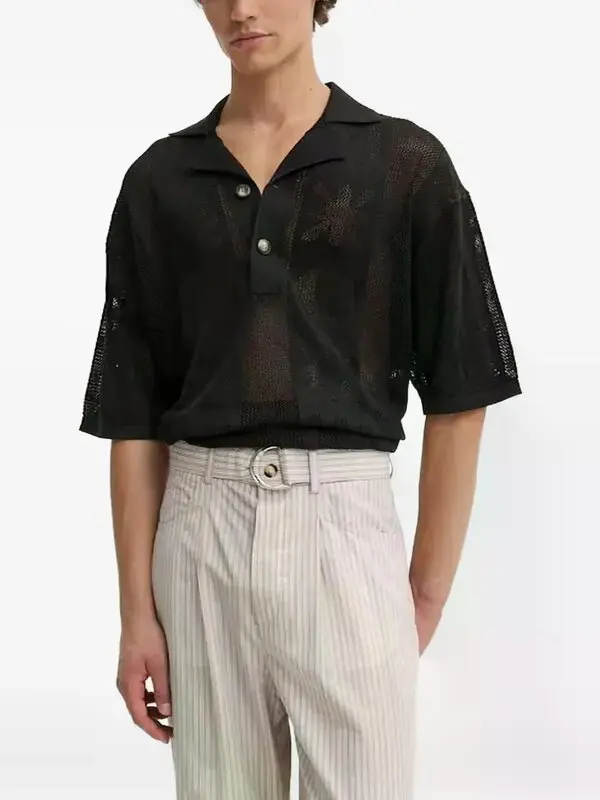 Nanushka Graphic-pattern Mesh Polo Shirt