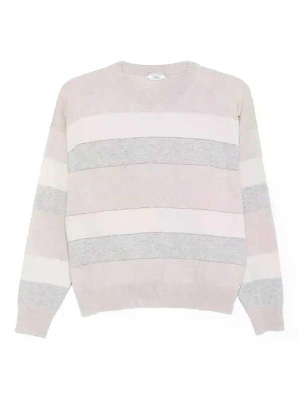 Peserico Striped Crew-neck Sweater - Neutrals