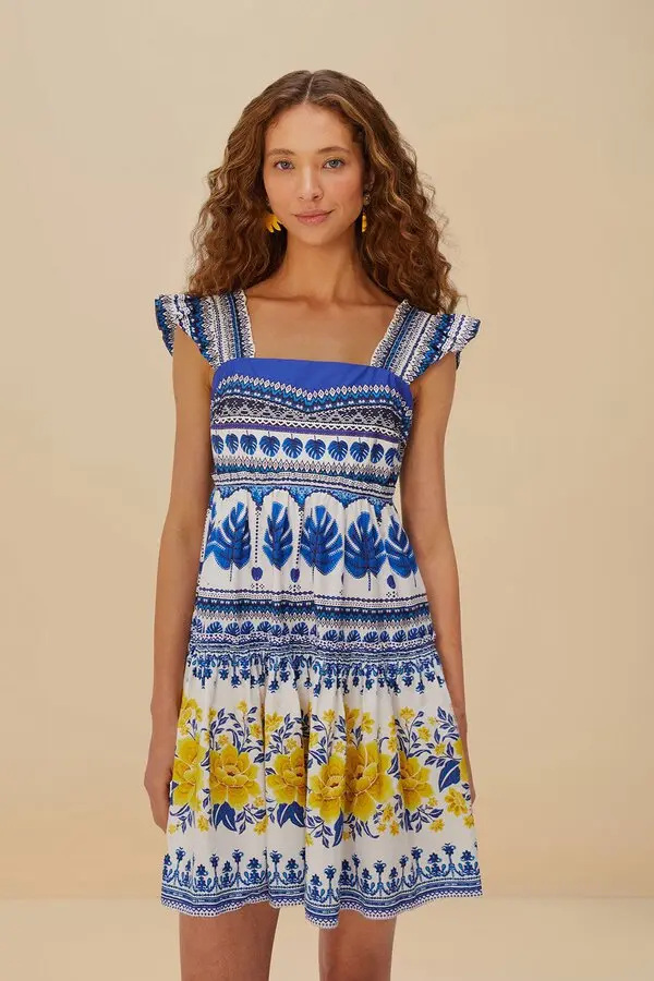 Farm Rio Zuli Organic Cotton Mini Dress - Zuli Off-white