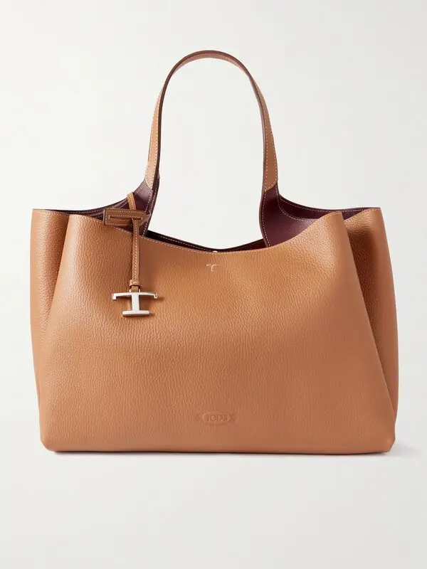 TOD'S Medium Textured-leather Tote - Brown