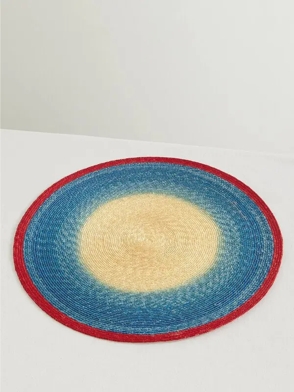 La DoubleJ Sunset Set Of Two Painted Straw Placemats - Blue