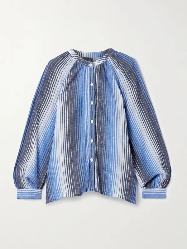 LEMLEM Mita Striped Cotton-gauze Blouse - Blue