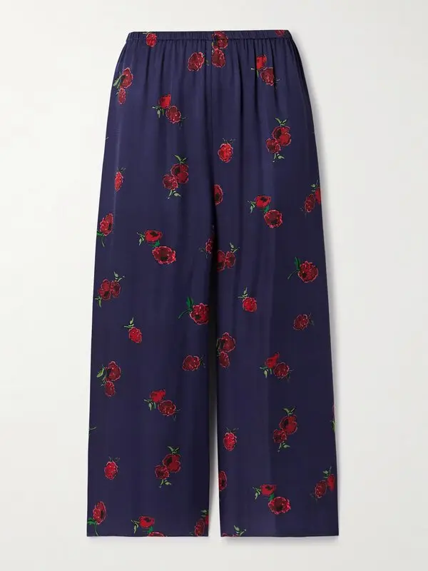 Khaite Printed Twill Wide-leg Pants - Blue