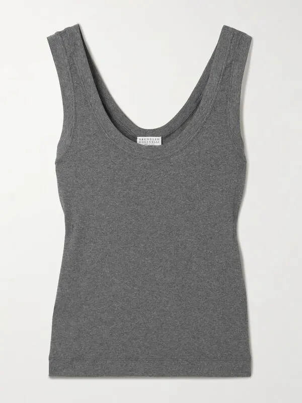 Brunello Cucinelli Ribbed Cotton-blend Jersey Tank - Gray