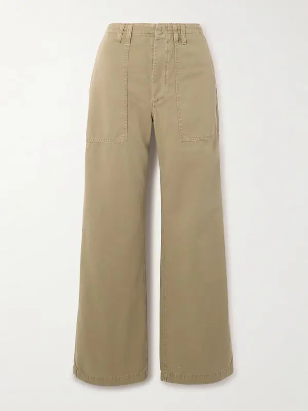 AGOLDE Yuna Wide-leg Cotton-twill Pants - Brown