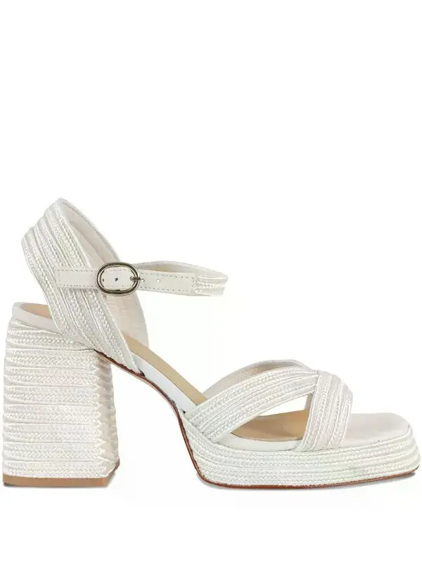 CastaÑer 100mm Metallic-weave Block-heel Sandals