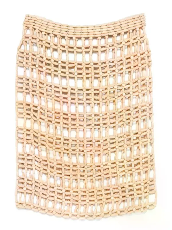 TOTÊME Beaded Grid Midi Skirt - Neutrals