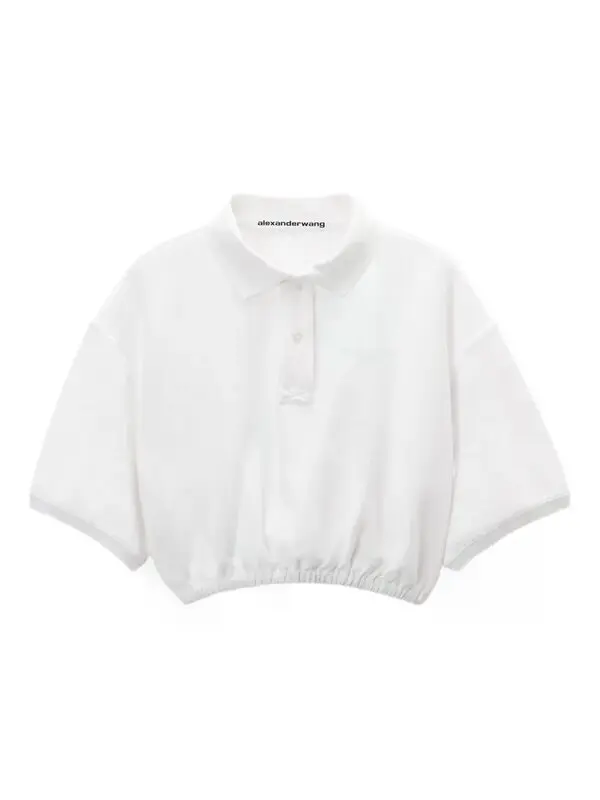 Alexander Wang Elasticated-hem Cropped Polo Top - White