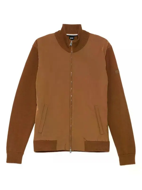 Hugo Boss Knitted-panel Zip-up Jacket